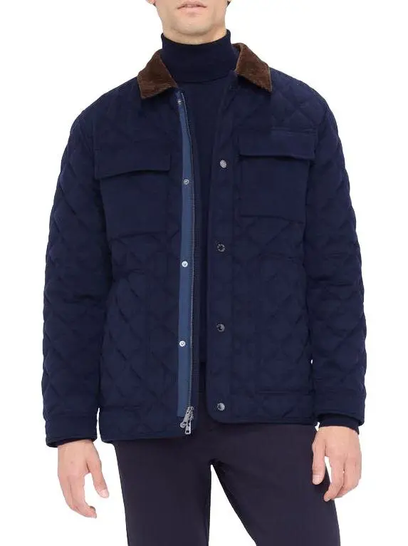 Bugatchi Diamond Quilted Field Jacket - Navy