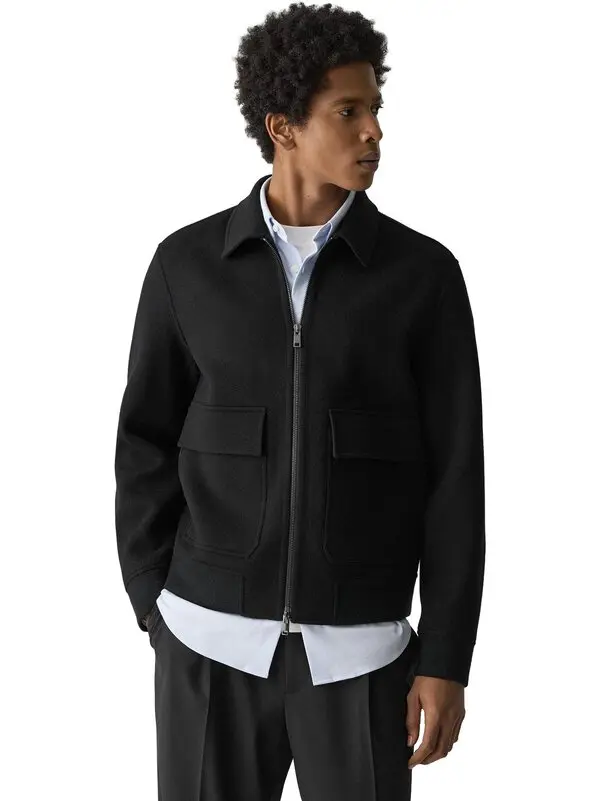 Theory Sean Jacket In Double-face Wool-cashmere - Black