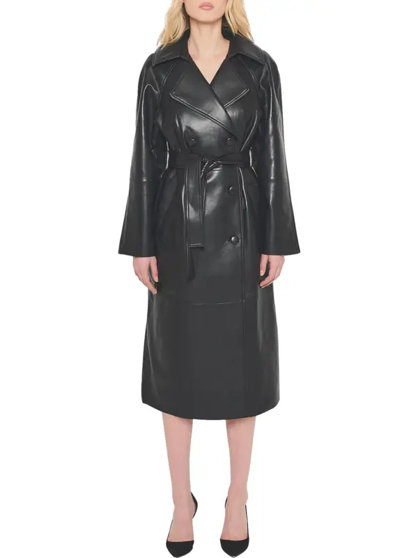 AS By DF Miller Recycled Leather Trench Coat - Black