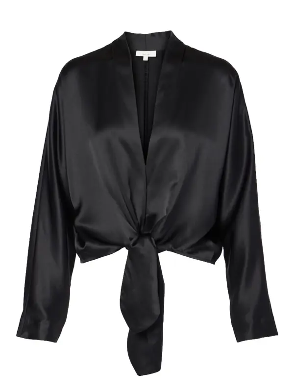 THE SEI Tie-front Blouse - Black