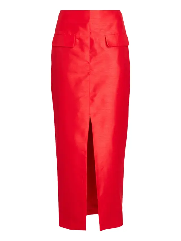 NICHOLAS Shantung Maxi Skirt - Red