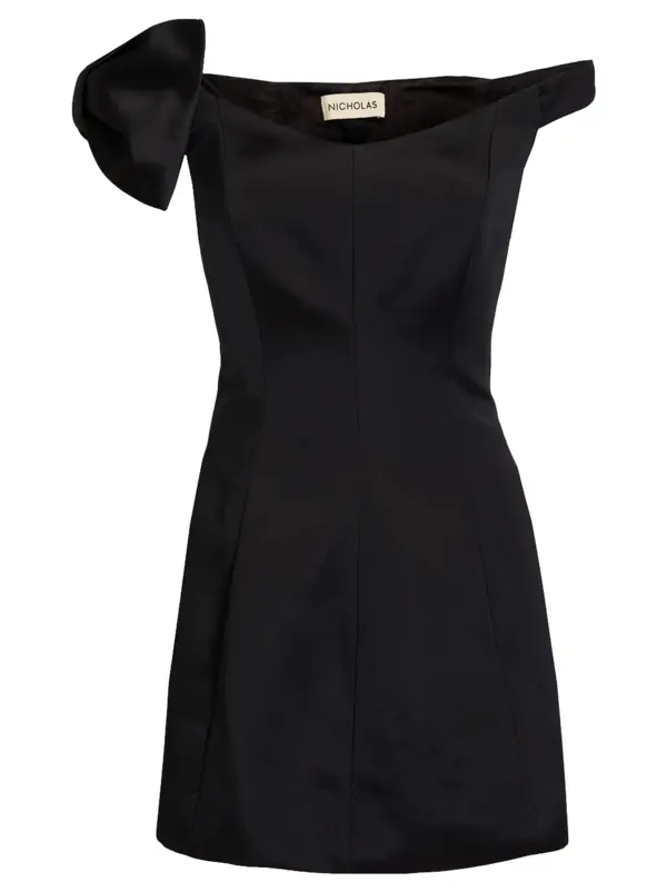 NICHOLAS Off-the-shoulder Satin Mini Dress - Black