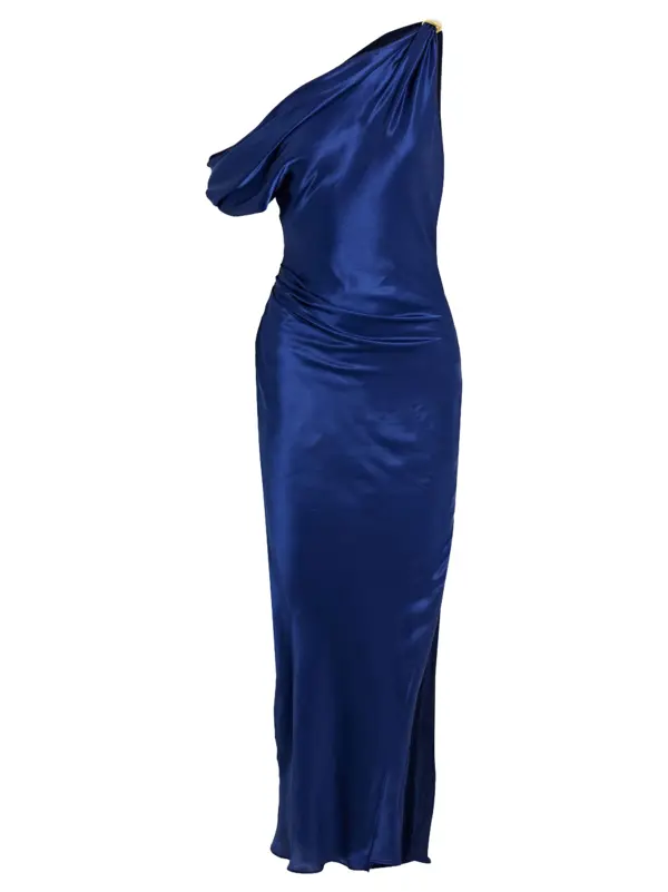 NICHOLAS One-shoulder Satin Maxi Dress - Indigo