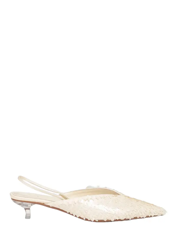 NEOUS Irena Sequined Leather Slingback Pumps - Cream