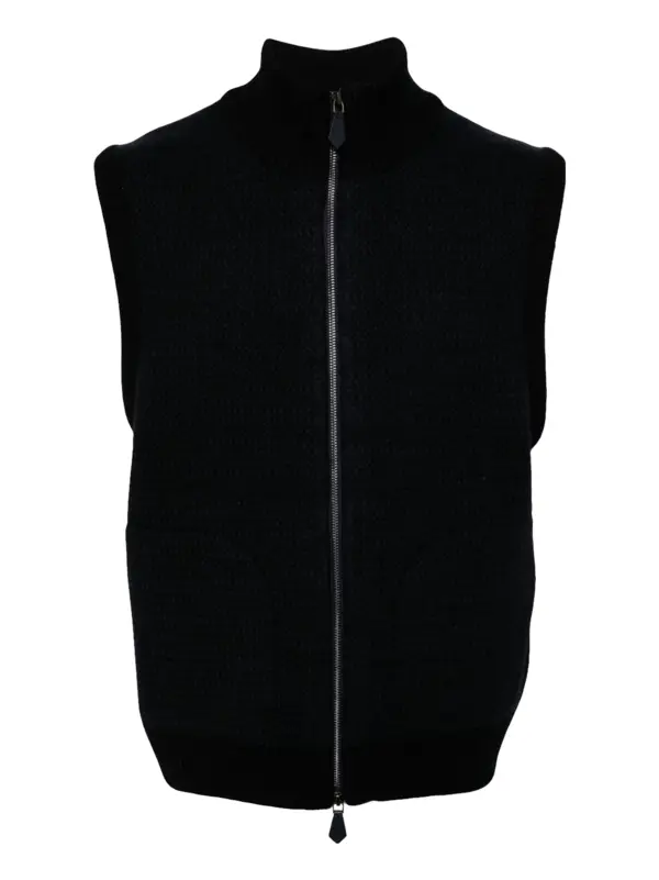 MAN ON THE BOON. On The Boon Zip-up Wool Vest - Blue