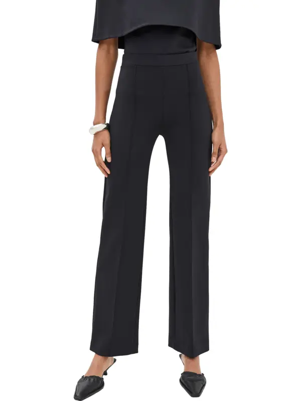 Rosetta Getty Pintuck Straight Pull-on Pants - Black