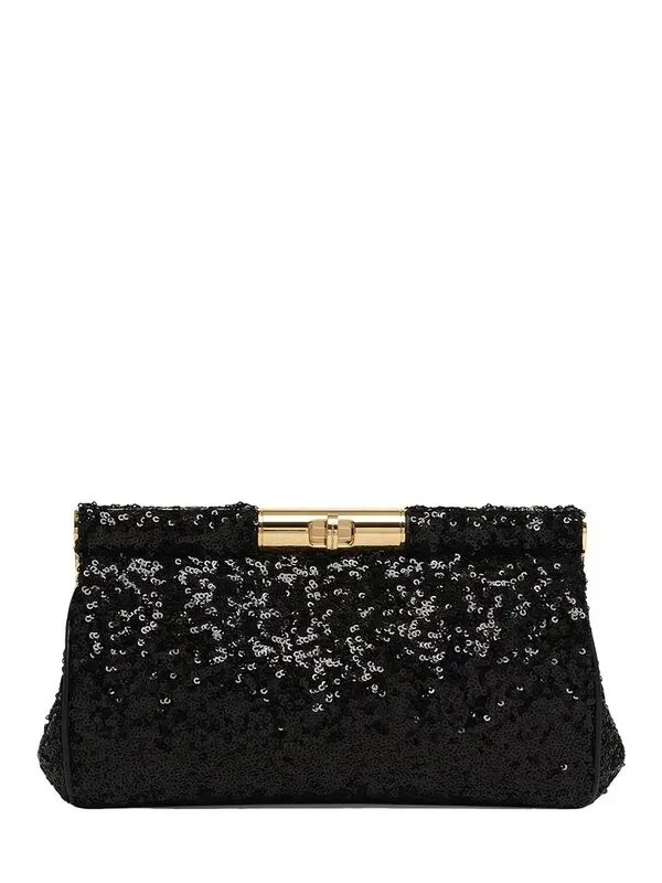 Dolce & Gabbana Marlene Medium Sequined Clutch - Nero