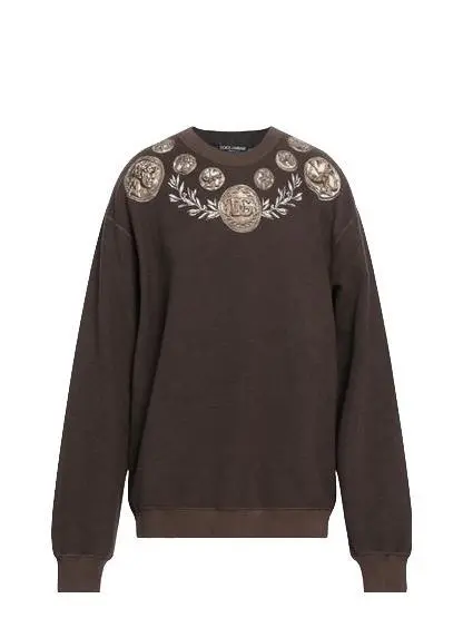 Dolce & Gabbana Cotton-blend Fleece Sweatshirt With Logo - Brown
