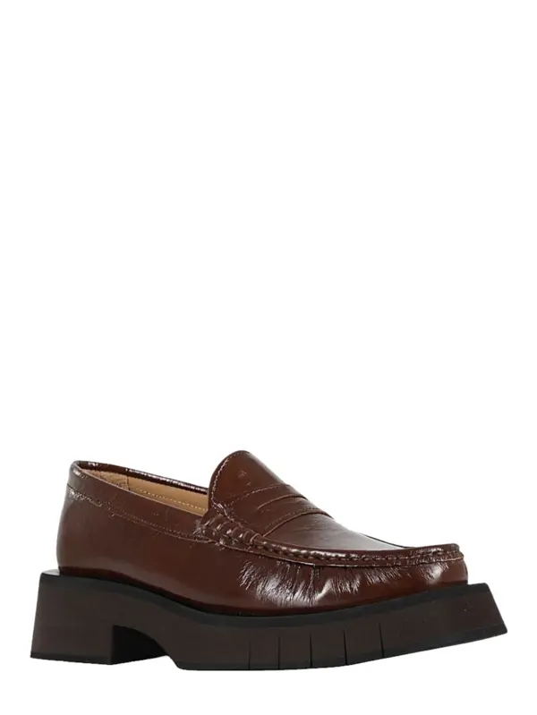 Paloma Berceló 45mm Crinkled Leather Loafers - Brown