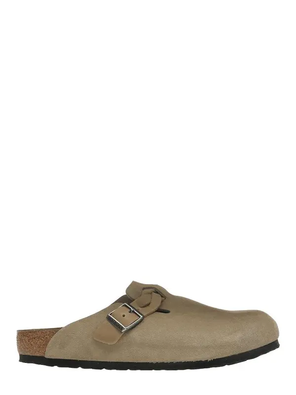BIRKENSTOCK Boston Braided Suede Clogs - Taupe