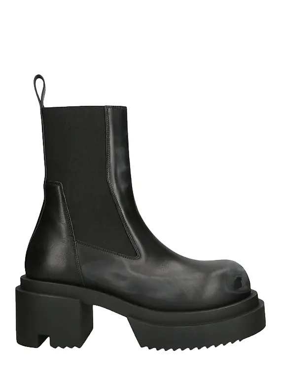 Rick Owens Beatle Bogun Leather Heeled Boots - Black
