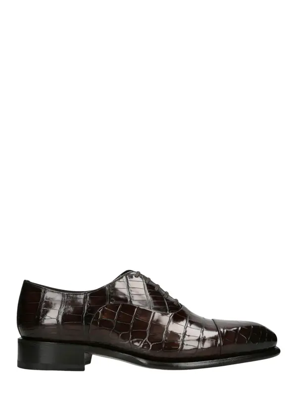 Santoni Leather Carter Oxford Shoe - Brown
