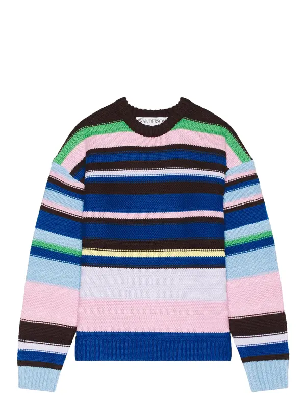 JW Anderson Multi Stripe Crew Neck Jumper - Blue & Multi