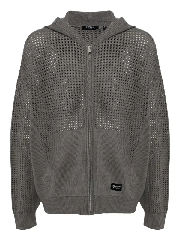 FIVE CM Open-knit Hooded Cardigan - Grey