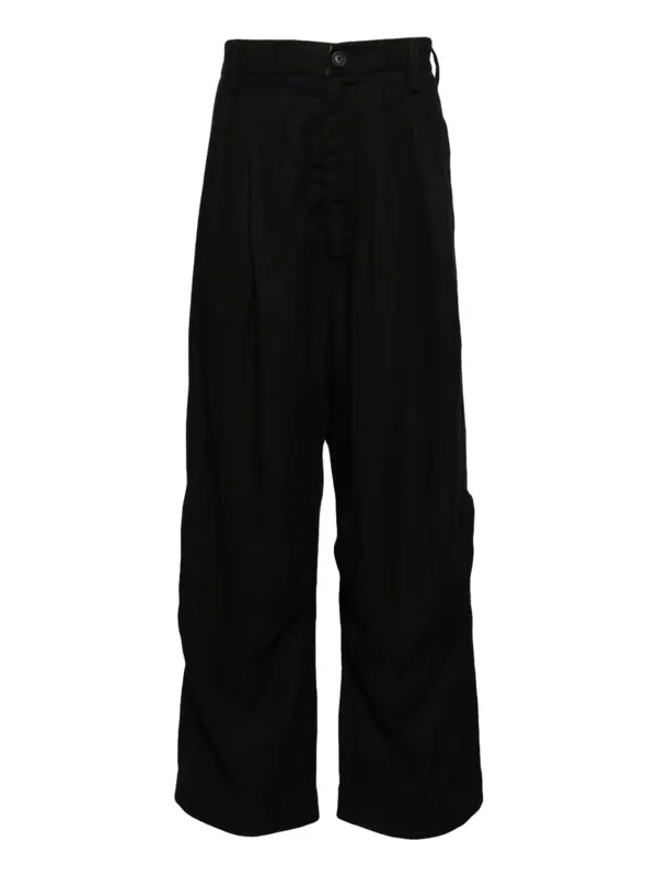 ZIGGY CHEN Linen Loose-leg Trousers - Black