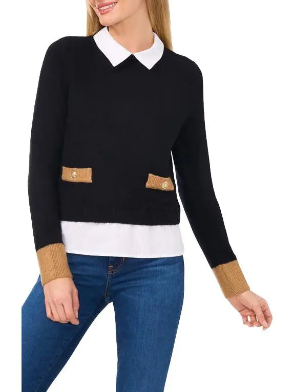 CECE DUPRAZ Layered Look Sweater - Rich Black
