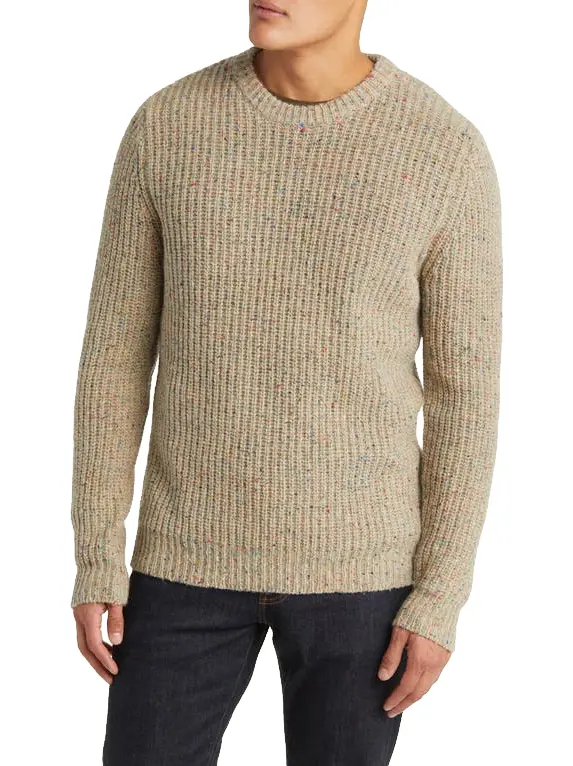 SCHOTT Donegal Wool-blend Crewneck Sweater - Tan