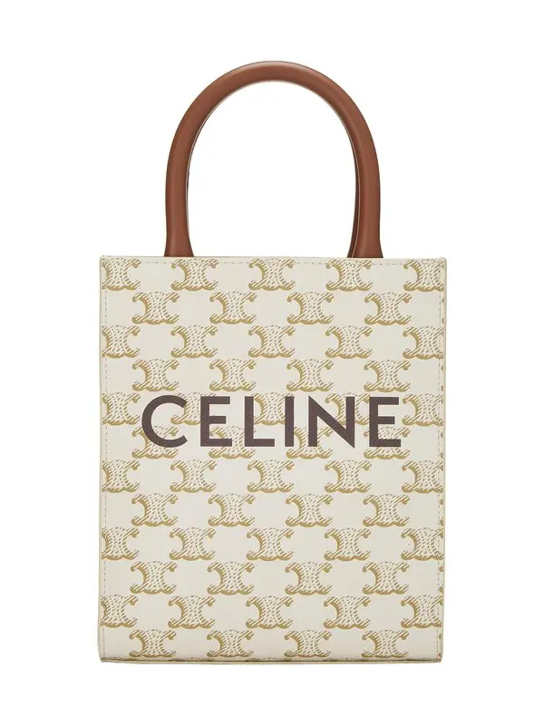 Celine Triomphe Coated Canvas Vertical Cabas Mini - White