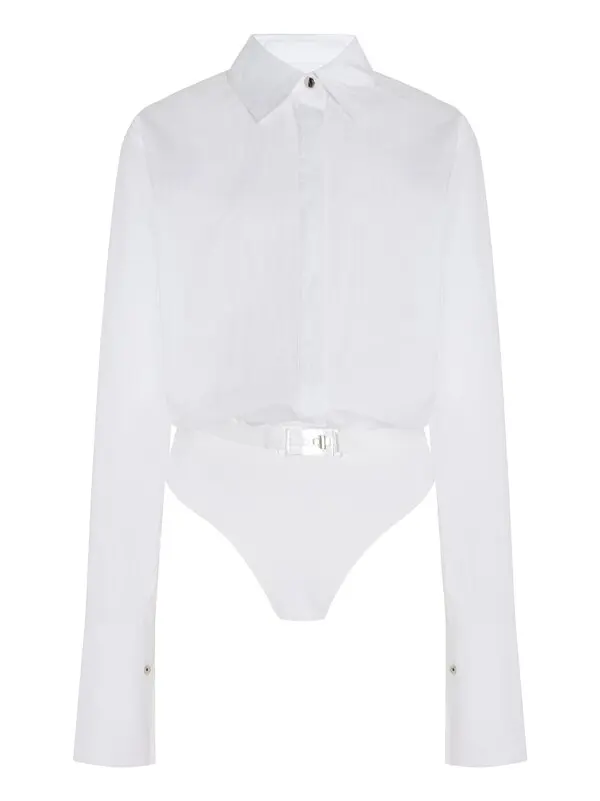 Brandon Maxwell The Bradshaw Cotton Bodysuit - White
