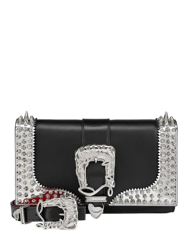 CHRISTIAN LOUBOUTIN Giddy Paloma Buckle Spike Clutch Bag - Black/silver