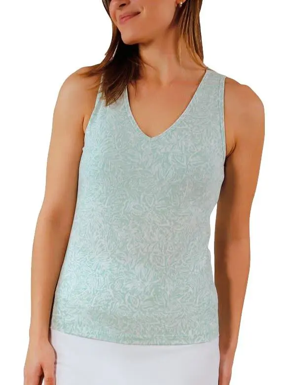 UV SKINZ Everyday Shelf Bra Tank Top - Imprint Leaves