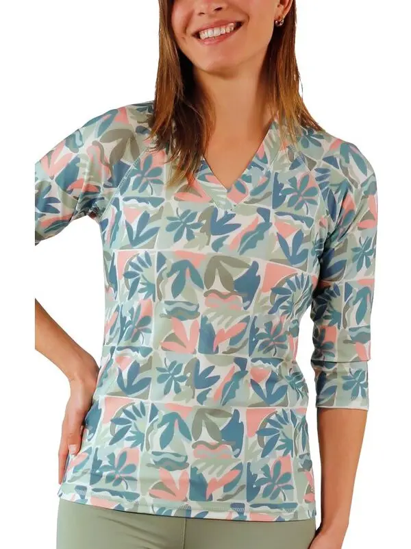 UV SKINZ V-neck Sun & Swim Shirt - Eden Reflection