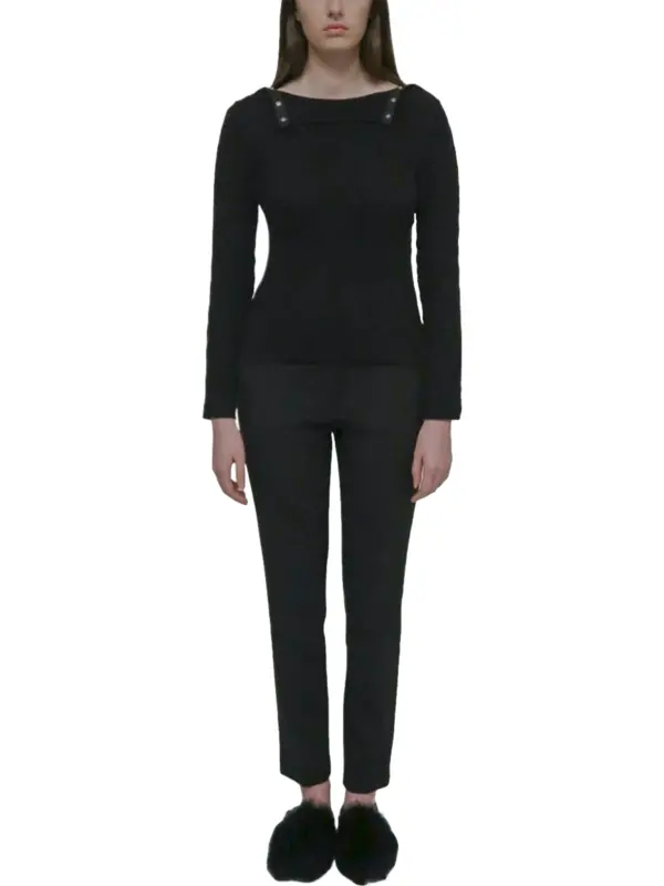 Rosetta Getty Snap Turtleneck Top - Black