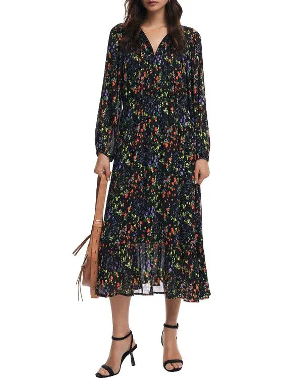 Desigual Kansas City Tie Neck Long Sleeve Dress - Black