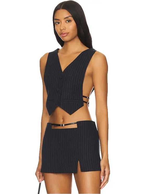 CEREN OCAK Striped Vest - Navy Blue