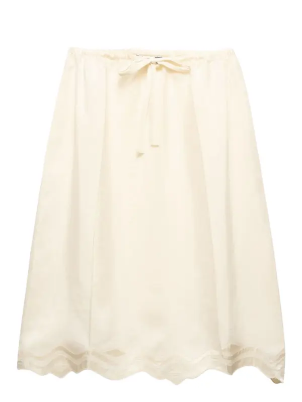 Prada Drawstring-waist Silk Midi Skirt - Yellow