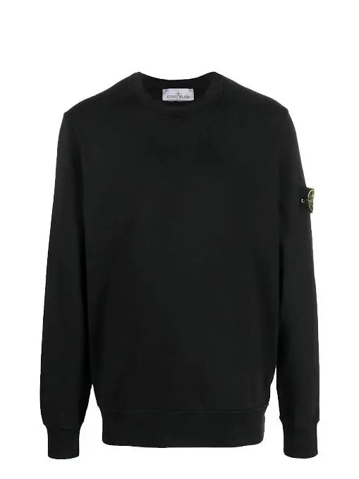 Stone Island 532b9 Felpa Crewneck Sweatshirt With Logo Patch - Black