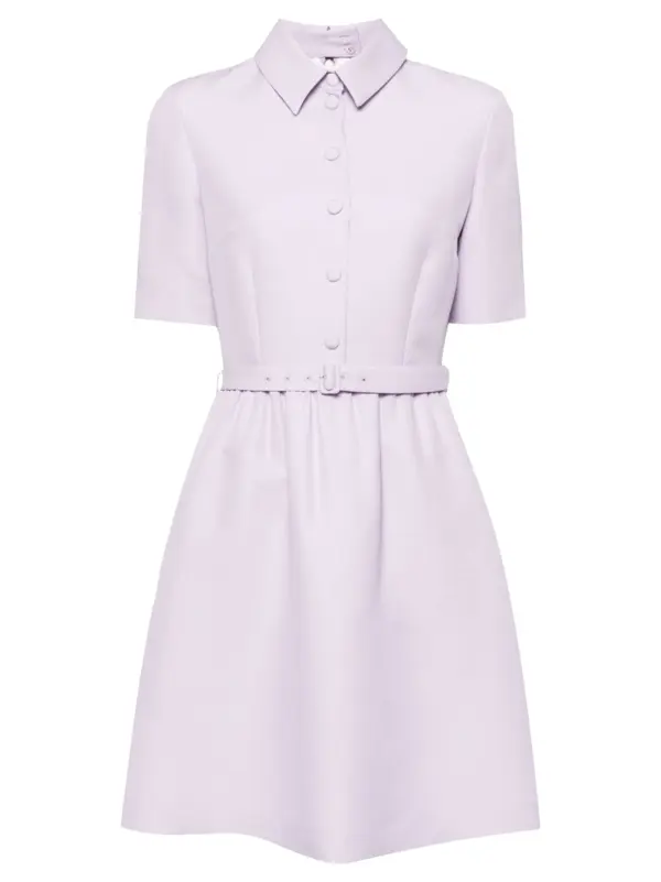 Dice Kayek Belted Virgin Wool Blend Dress - Purple