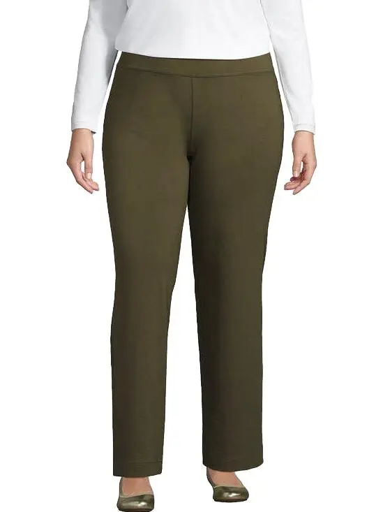LANDS' END Starfish Mid Rise Straight Leg Knit Pants - Forest Moss