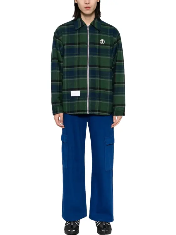 AAPE BY *A BATHING APE® Logo-patch Check Jacket - Green