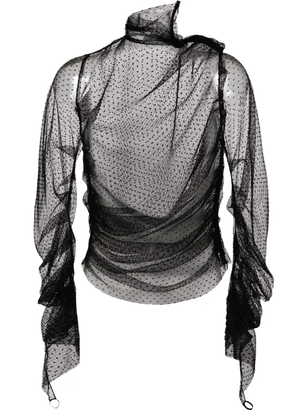 ALAINPAUL Point-d'esprit Tulle Top - Black