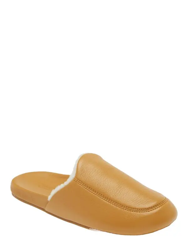 Olukai Konea Genuine Shearling Lined Mule - Saddle/ Saddle