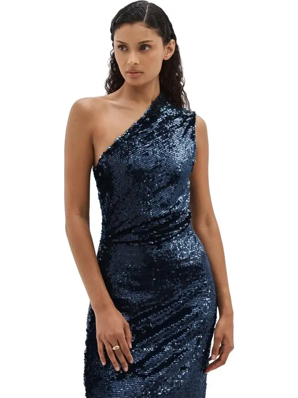 ILTA Sequinned One-shoulder Maxi Dress - Midnight Navy
