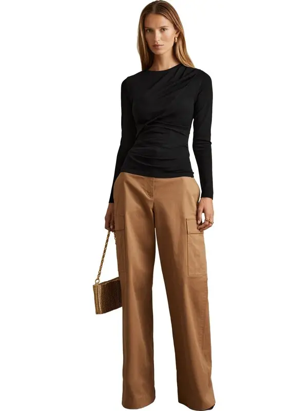 REISS Rue Draped Top - Black