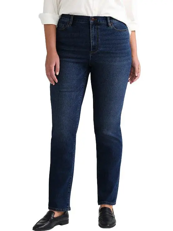 LANDS' END Denim High-rise Straight-leg Jeans - Indigo Tide Blue