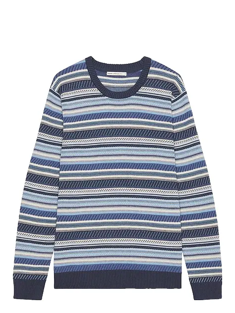 Marine Layer Double Knit Crewneck Sweatshirt - Blue Stripe