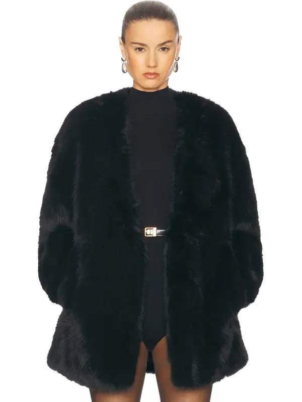 Retrofete Heiress Faux Fur Jacket - Black
