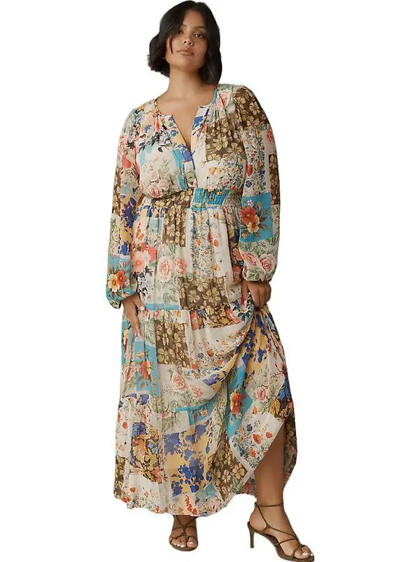 THE SOMERSET COLLECTION BY ANTHROPOLOGIE The Somerset Maxi Chiffon Dress - Ivory Pattern