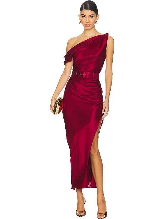 NICHOLAS Halle Off-the-shoulder Dress - Bordeaux