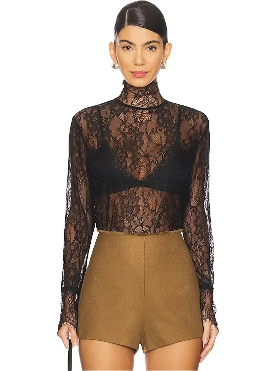 NONCHALANT LABEL Mary Lace Top - Black