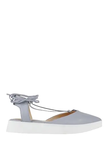 APEPAZZA Leather Ballet Flats - Grey