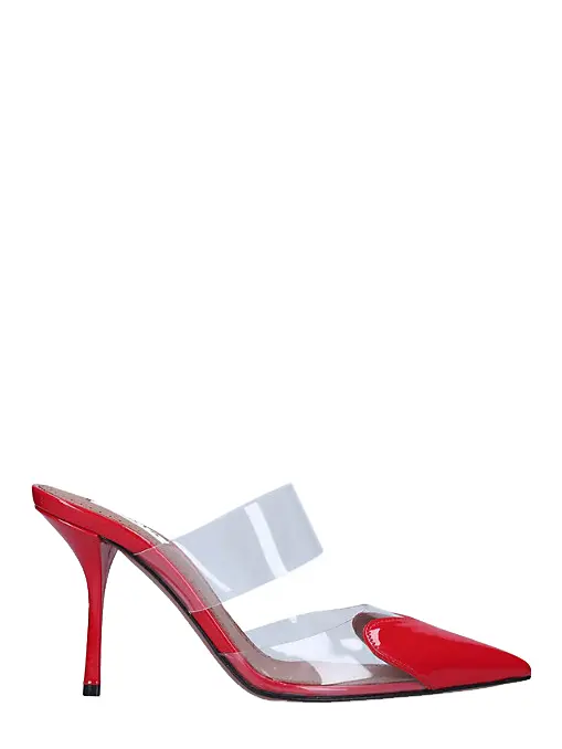 AZZEDINE ALAIA Cœur 90 Pointed-toe Patent-leather Mules - Red