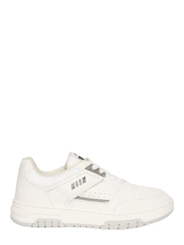 MSGM Logo-print Leather Sneakers - White