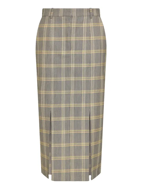 Marni Checked Wool-blend Midi Skirt - Black