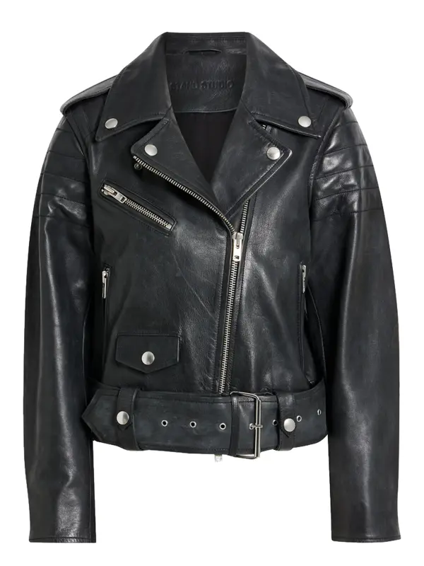 STAND STUDIO Icon Mc Leather Biker Jacket - Black