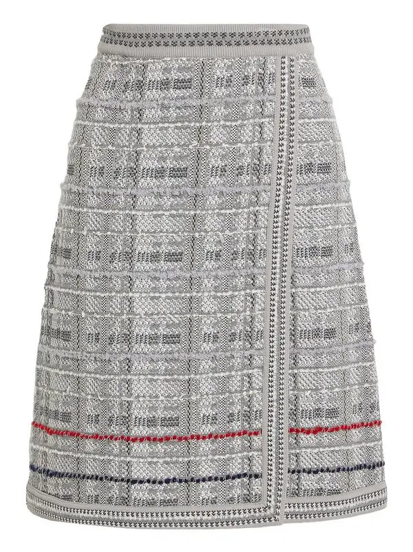 Thom Browne Wrap-effect Jacquard-knit Cotton-blend Skirt - Gray